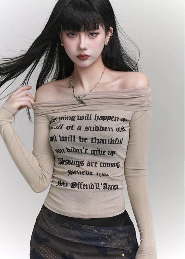 graphic off shoulder tops / LG1165 – EU4RIA