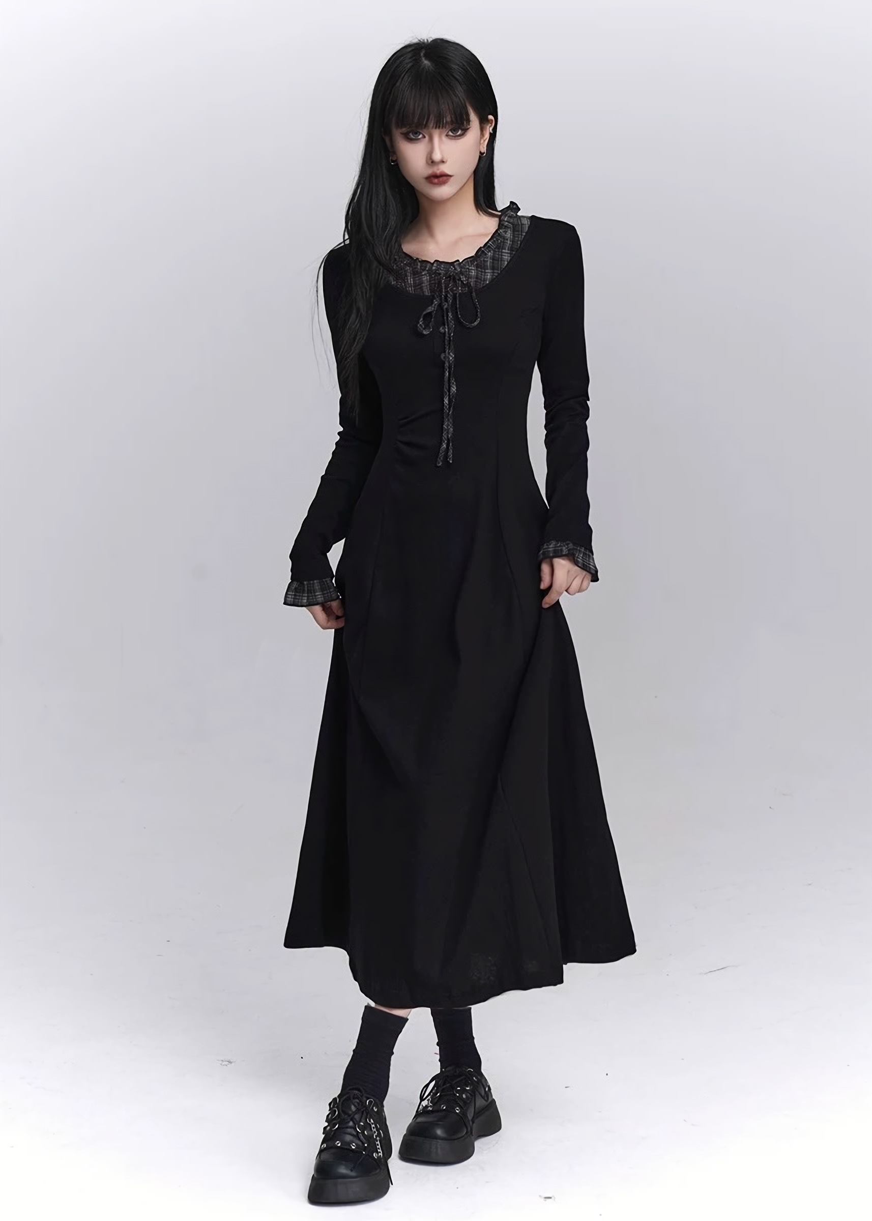 RUFFLED GOTHIC LONG DRESS / LG1433 – EU4RIA